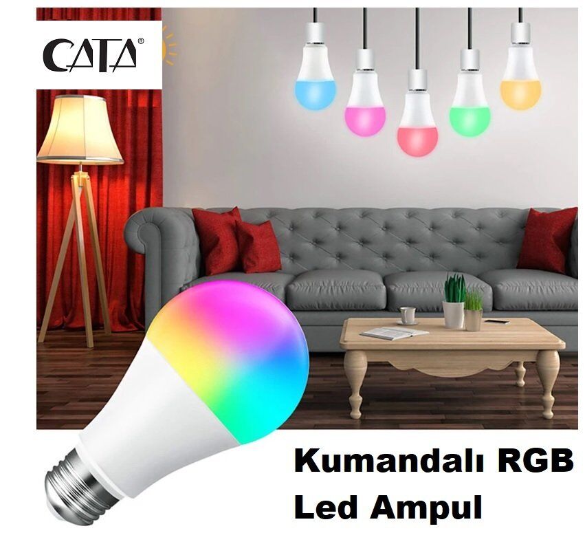CT-4058 Cata Uzaktan Kumandali Rgb Led Ampul Beyaz Isik